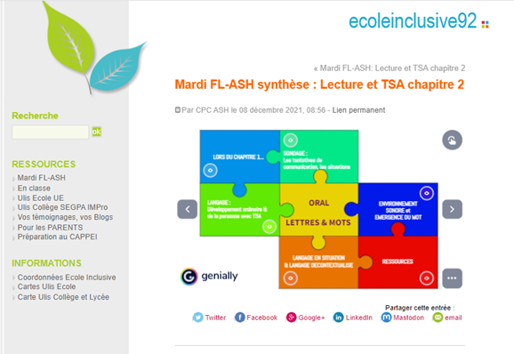 Mardi FL-ASH : Lecture et TSA - Chapitre 2 - le blog des aesh - 92