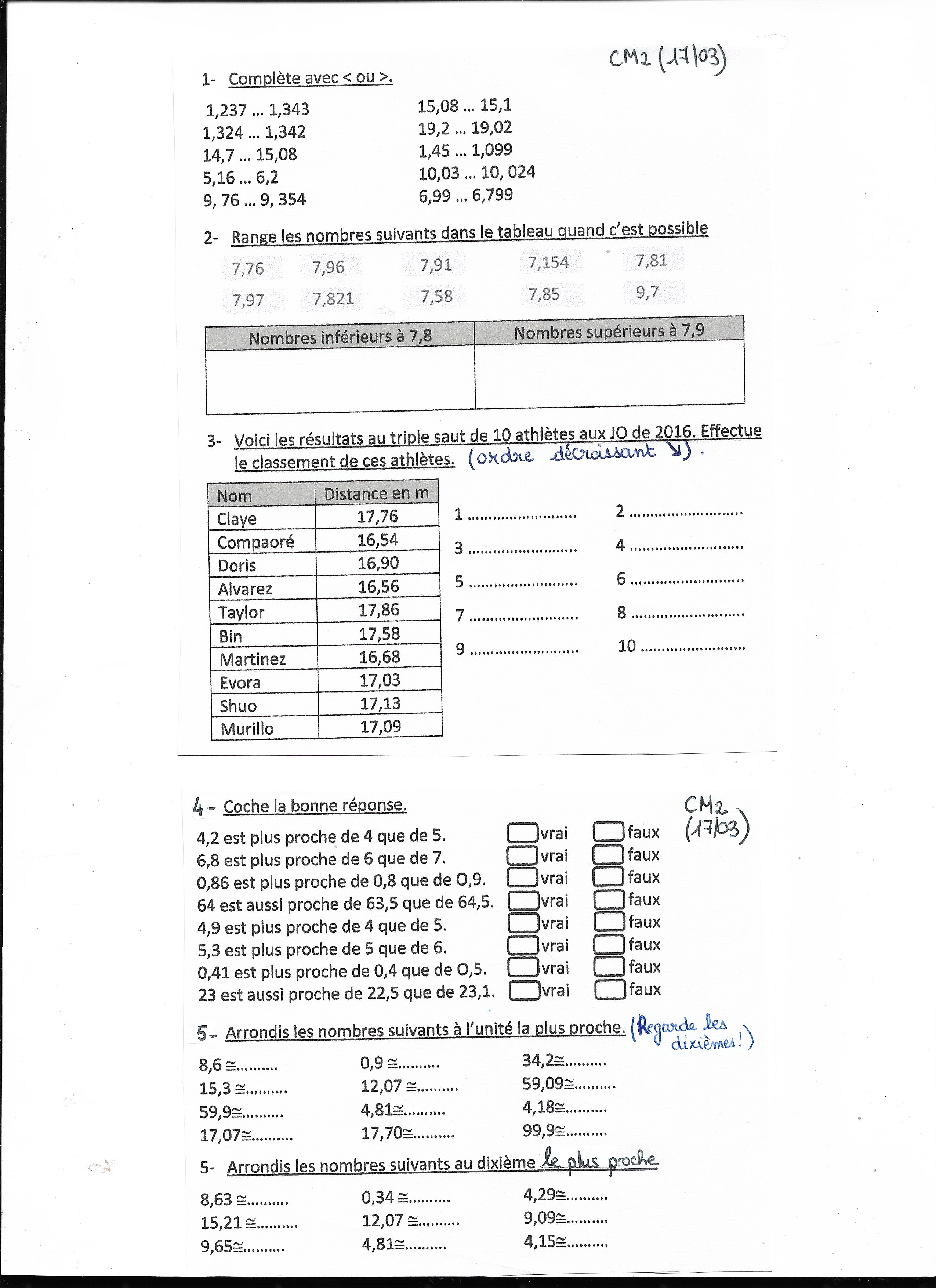 CM2 Numération - Ecole Elémentaire George Sand Trappes