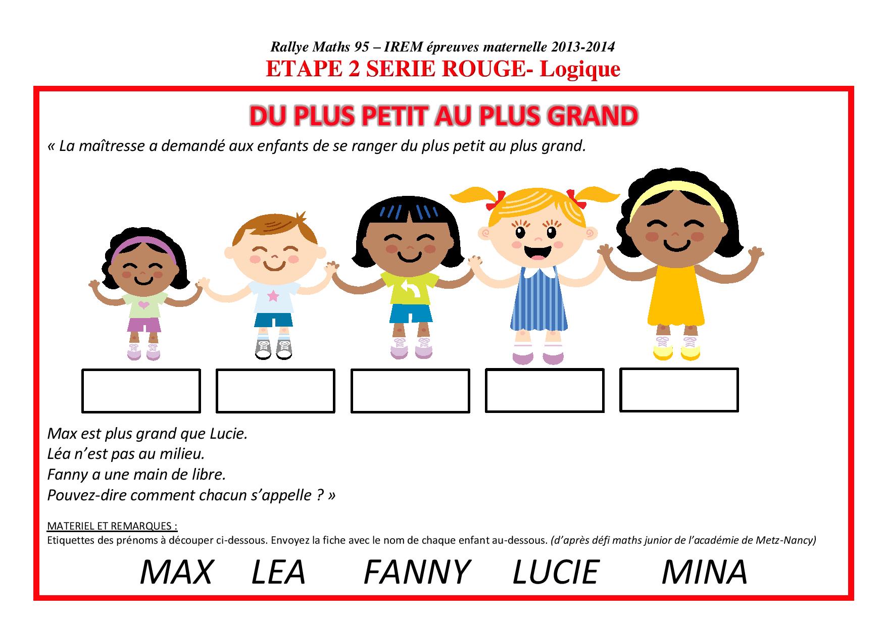 MATERNELLE - Rallye Mathématiques 95 IREM